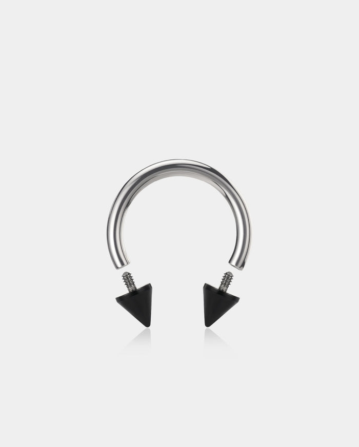 OUFER 16G Black Septum Ring Titanium Internally Threaded CBR Set