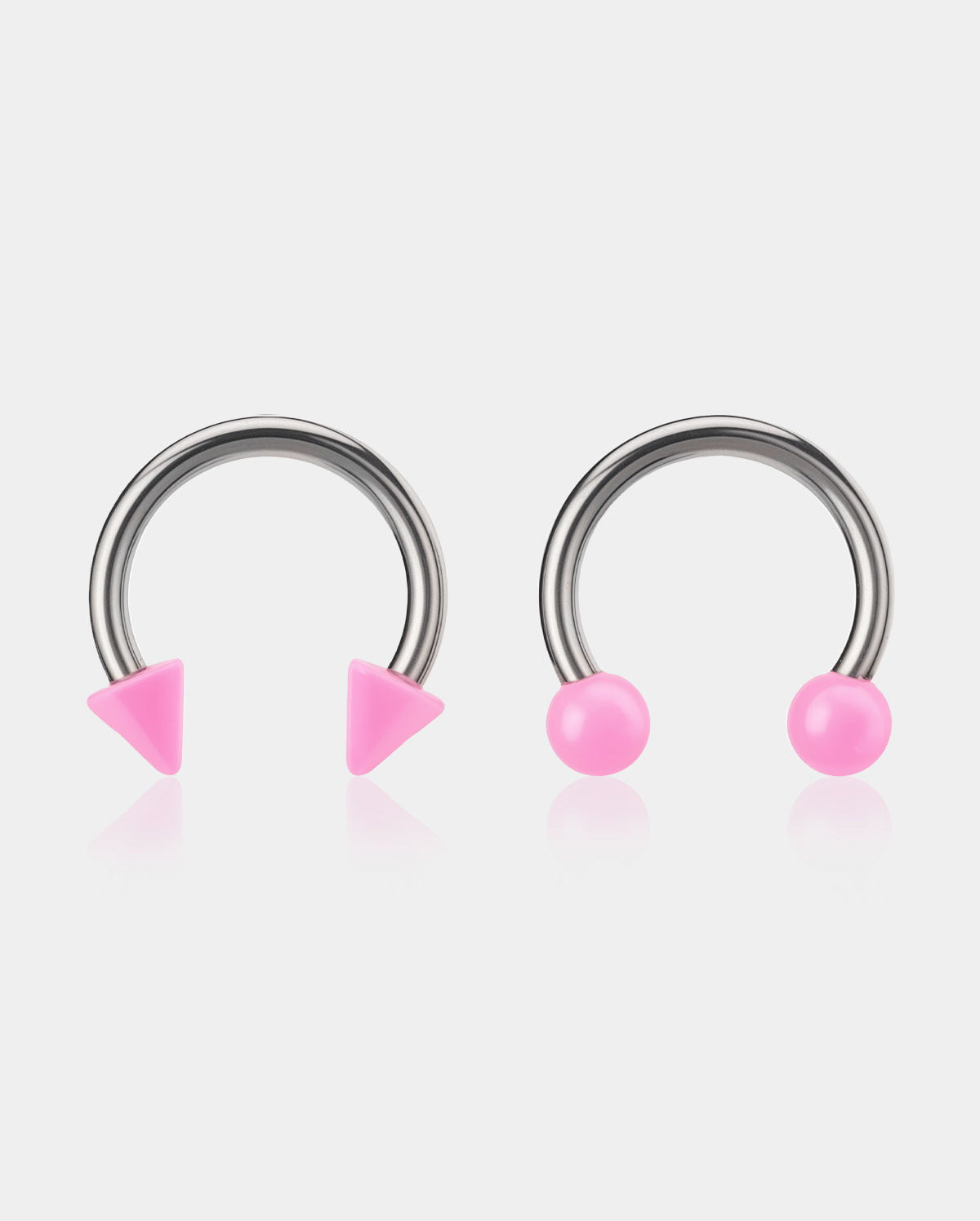 OUFER 16G Pink Septum Ring Titanium Internally Threaded CBR Set