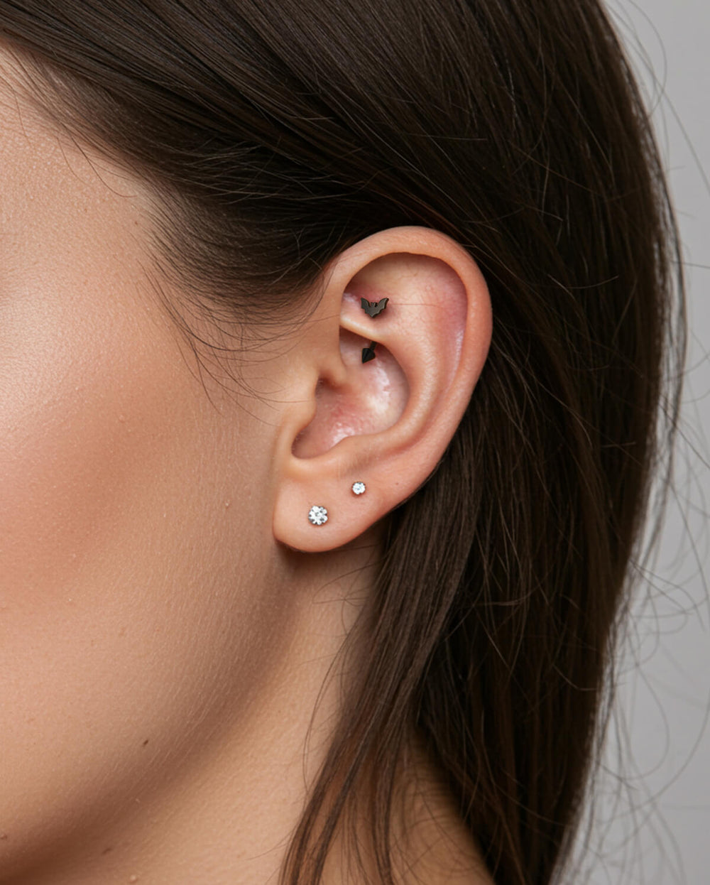 OUFER Bat Internally Threaded Titanium Rook Piercing Ring