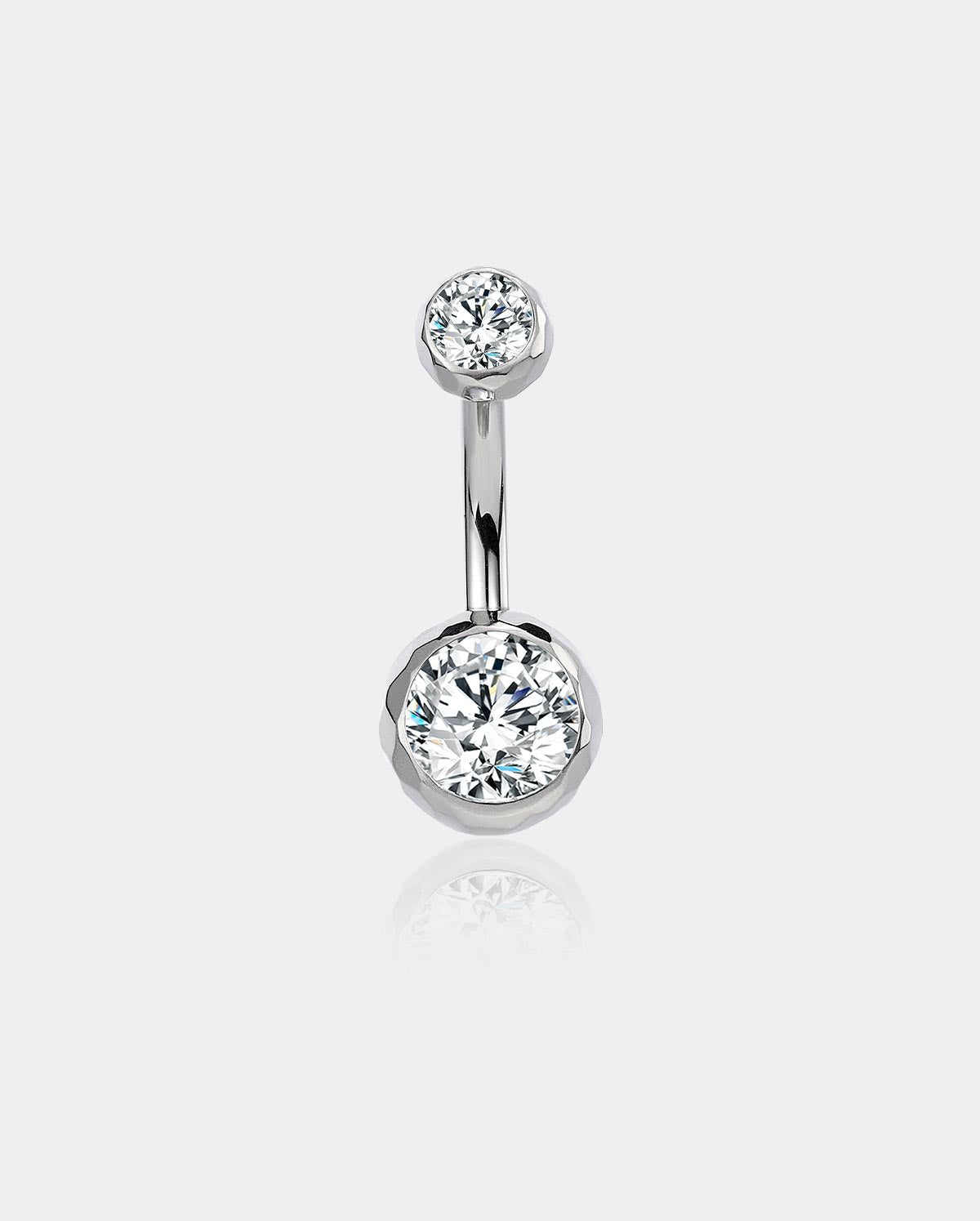 OUFER Bezel CZ Titanium Internally Threaded Belly Ring