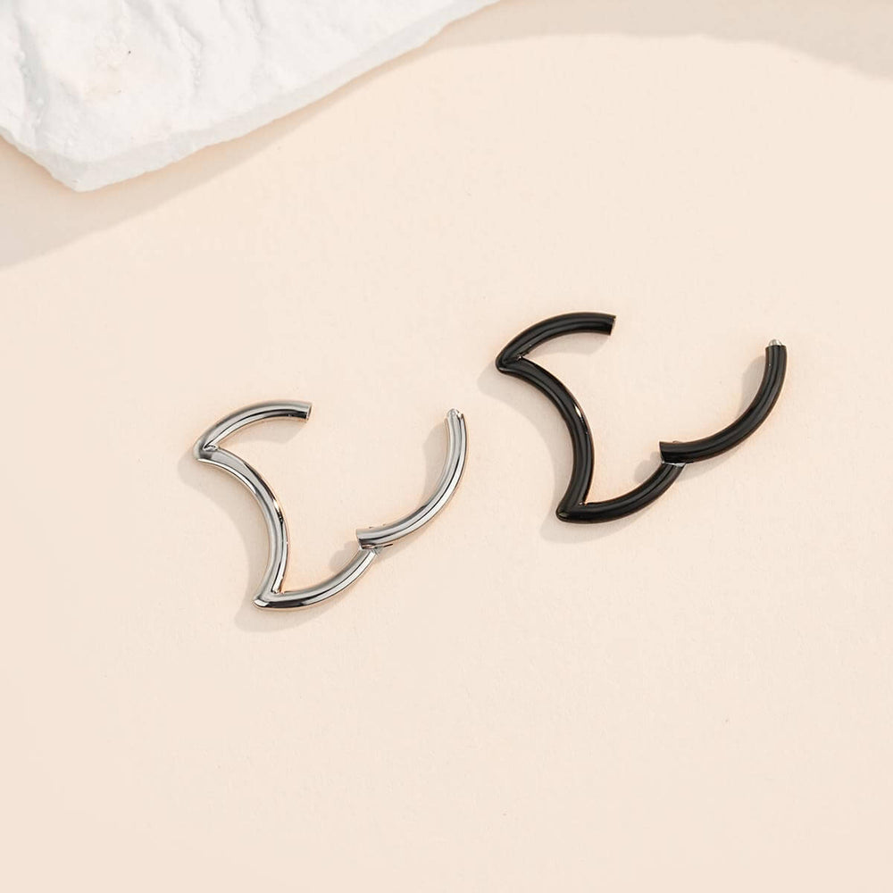 OUFER Black and Silver Crescent Moon Septum Ring