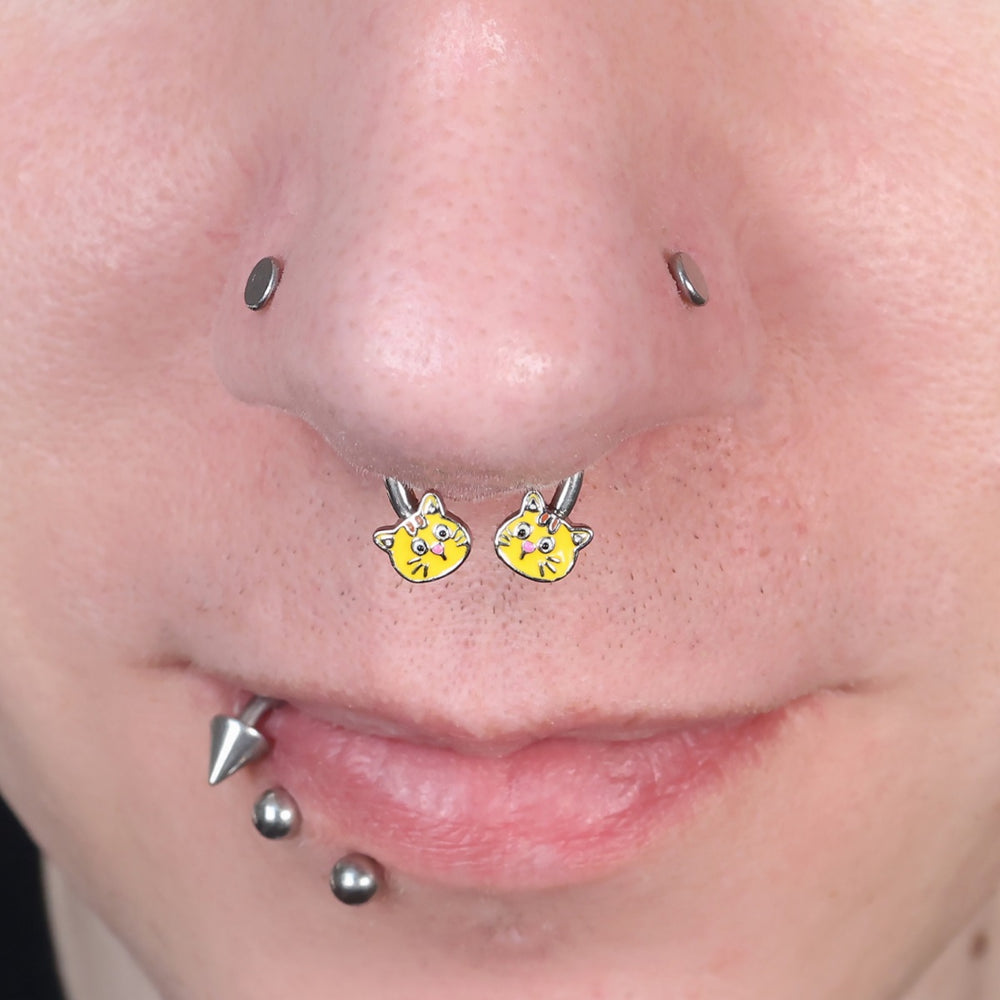 Oufer X Roly Dummy Cat Face Horseshoe Septum Ring