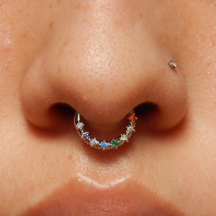 Pretty Septum Rings 16G Colorful Hinged Septum Ring