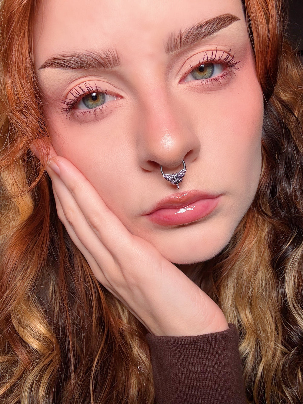 OUFER Carved Moth Daith Septum Ring