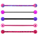 5PCS 14G Pink Purple Splatter Industrial Barbell Pack – OUFER BODY JEWELRY