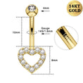 14G Heart 14KT Gold Belly Button Rings – OUFER BODY JEWELRY