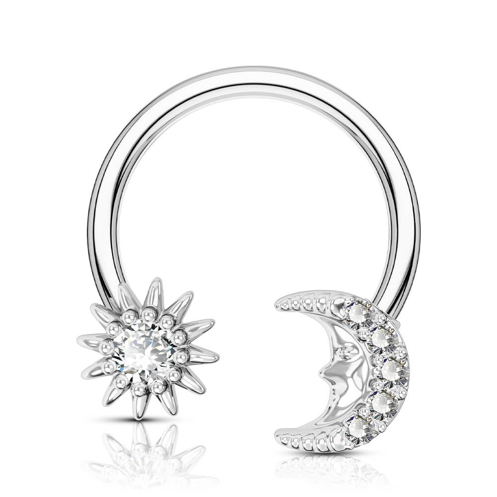Sun and Moon Septum Ring Diamond Septum Horseshoe