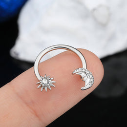 Sun and Moon Septum Ring Diamond Septum Horseshoe – OUFER BODY JEWELRY