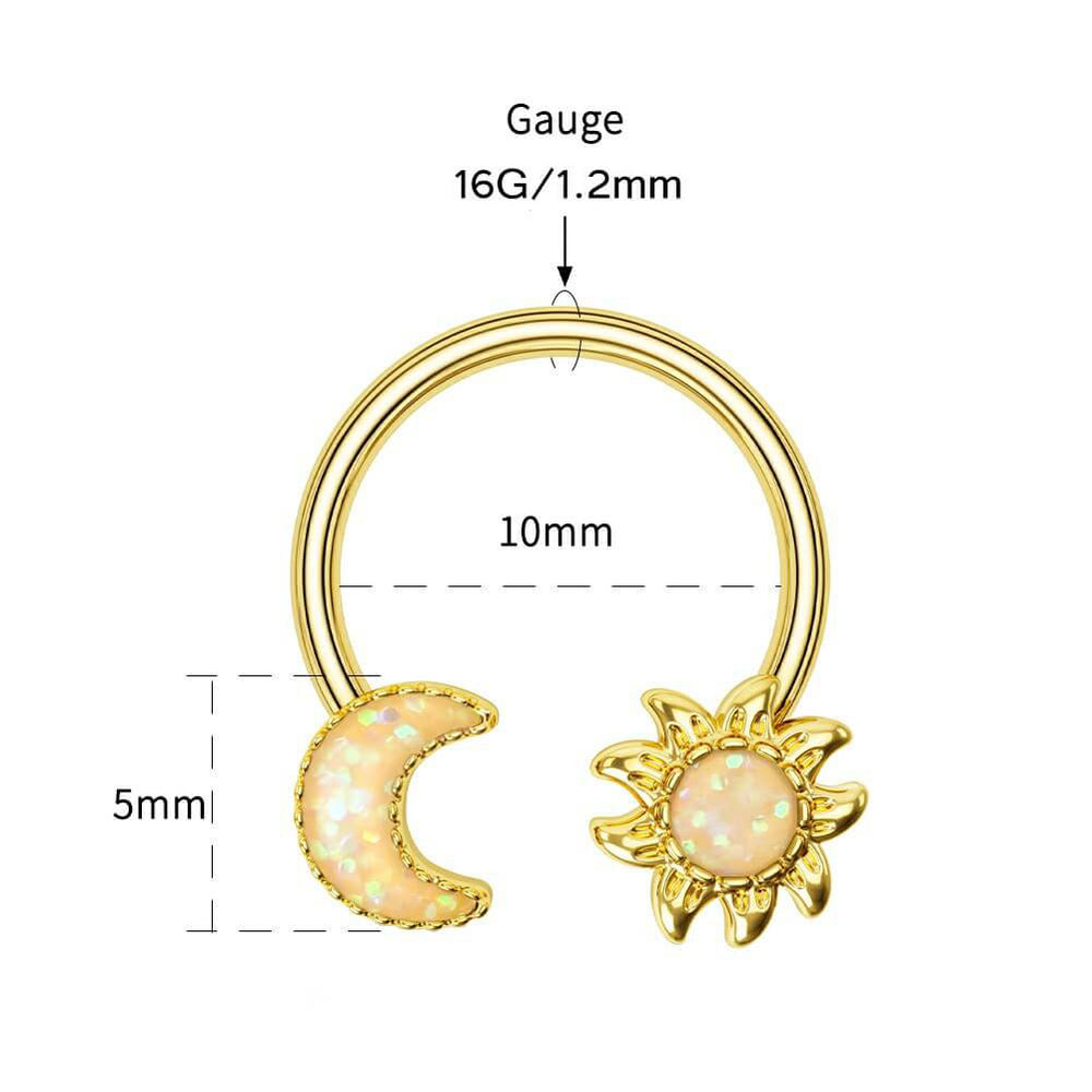 16G Sun and Moon Septum Ring Daith Piercing Earring