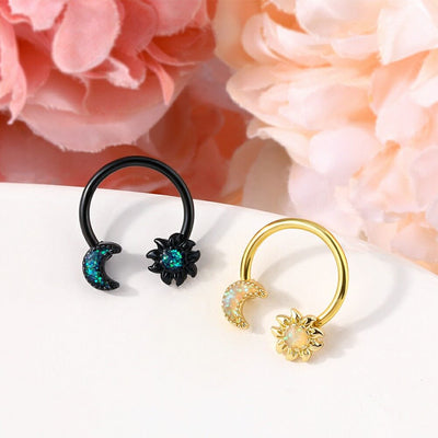 16G Sun and Moon Septum Ring Daith Piercing Earring