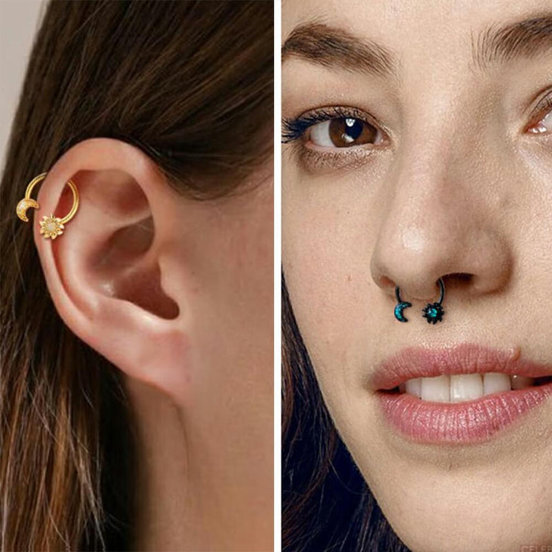 16G Sun and Moon Septum Ring Daith Piercing Earring