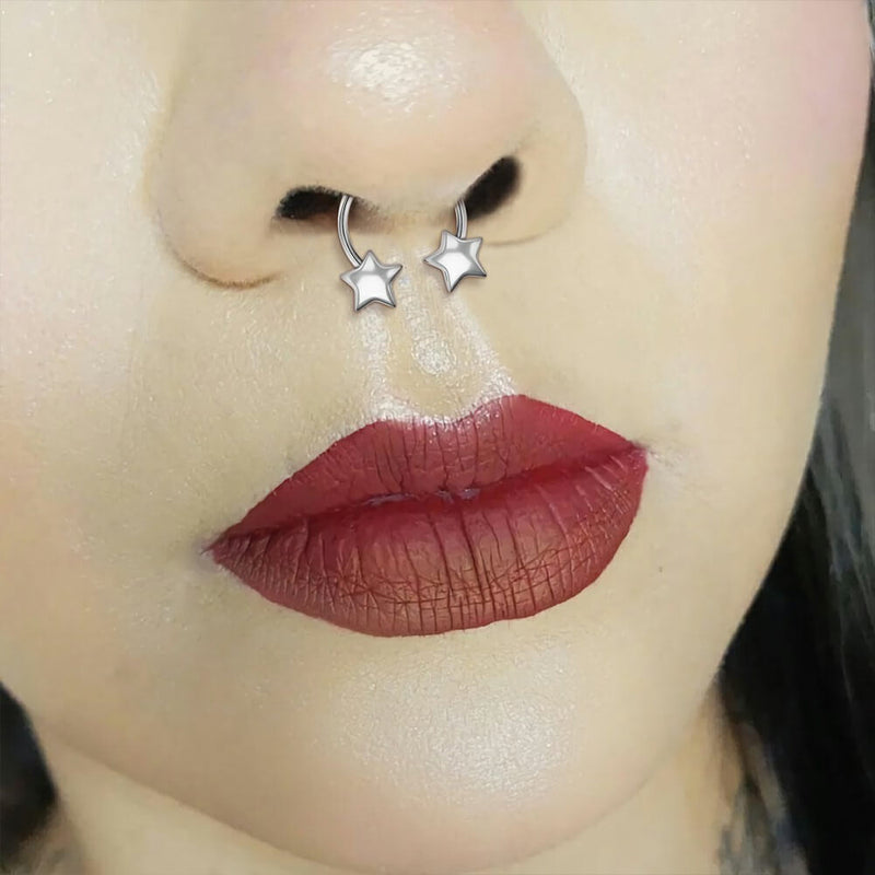18 Gauge Septum Horseshoe Star Septum Ring