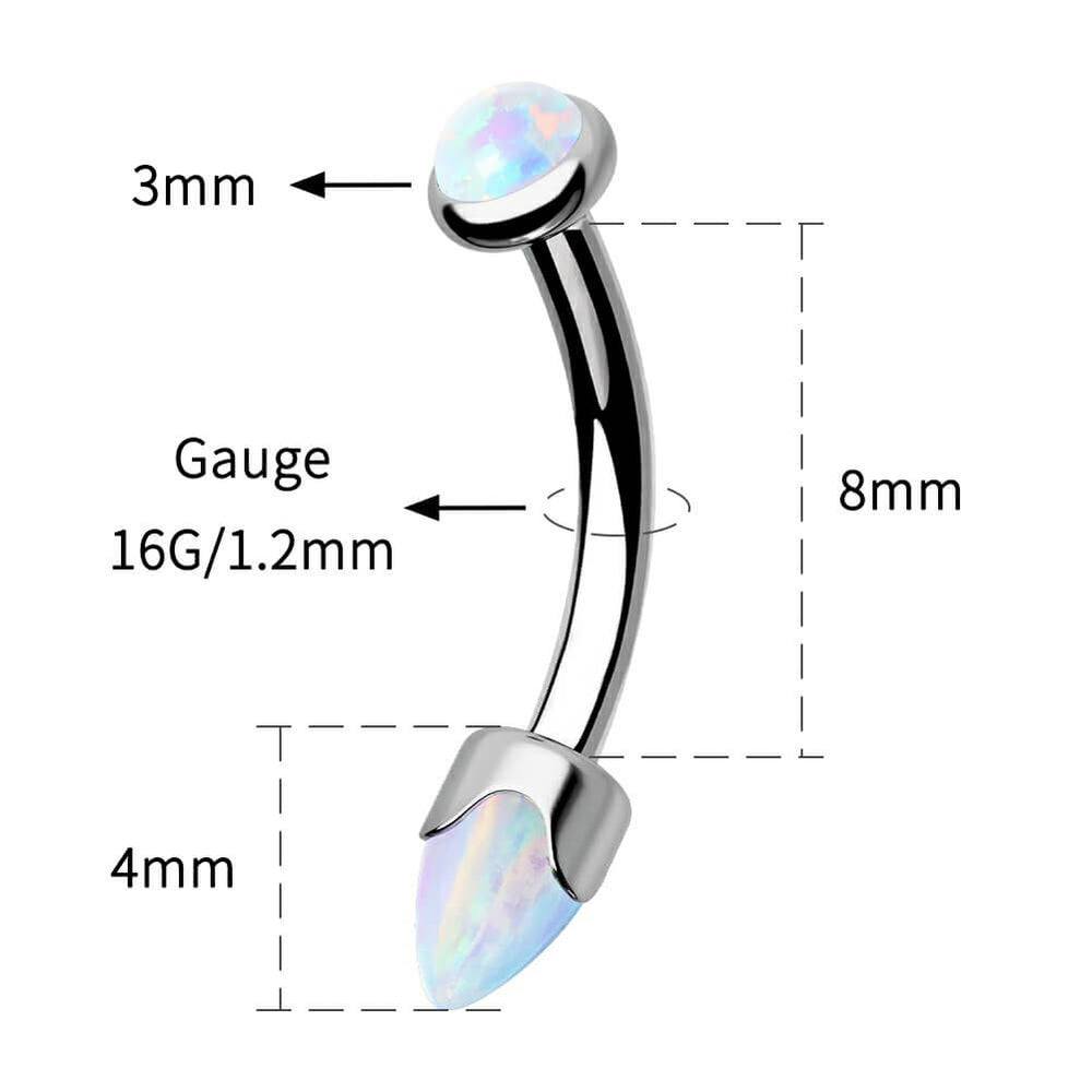 Oufer Opal Rook Piercing 16G Titanium Internally Threaded Rook Barbell
