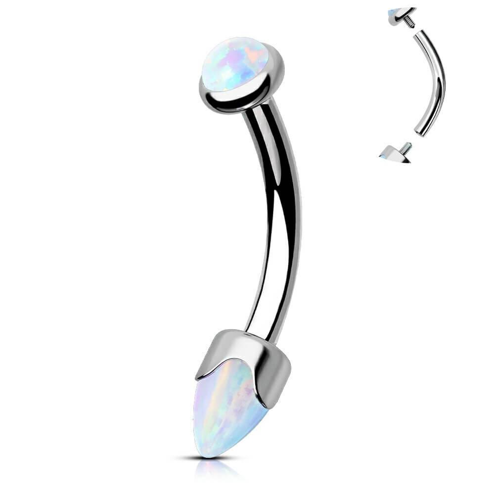 Oufer Opal Rook Piercing 16G Titanium Internally Threaded Rook Barbell