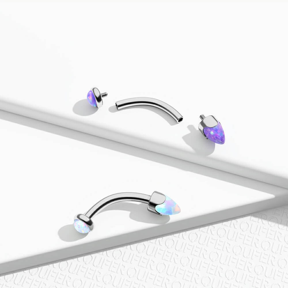 Oufer Opal Rook Piercing 16G Titanium Internally Threaded Rook Barbell