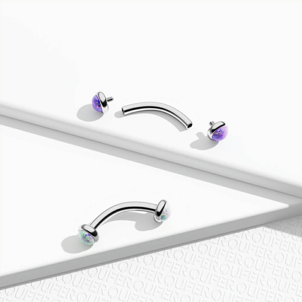Oufer Titanium Rook Piercing 16G Opal Internally Threaded Rook Barbell