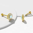 16G Titanium Labret Stud Opal Vertical Labret Jewelry