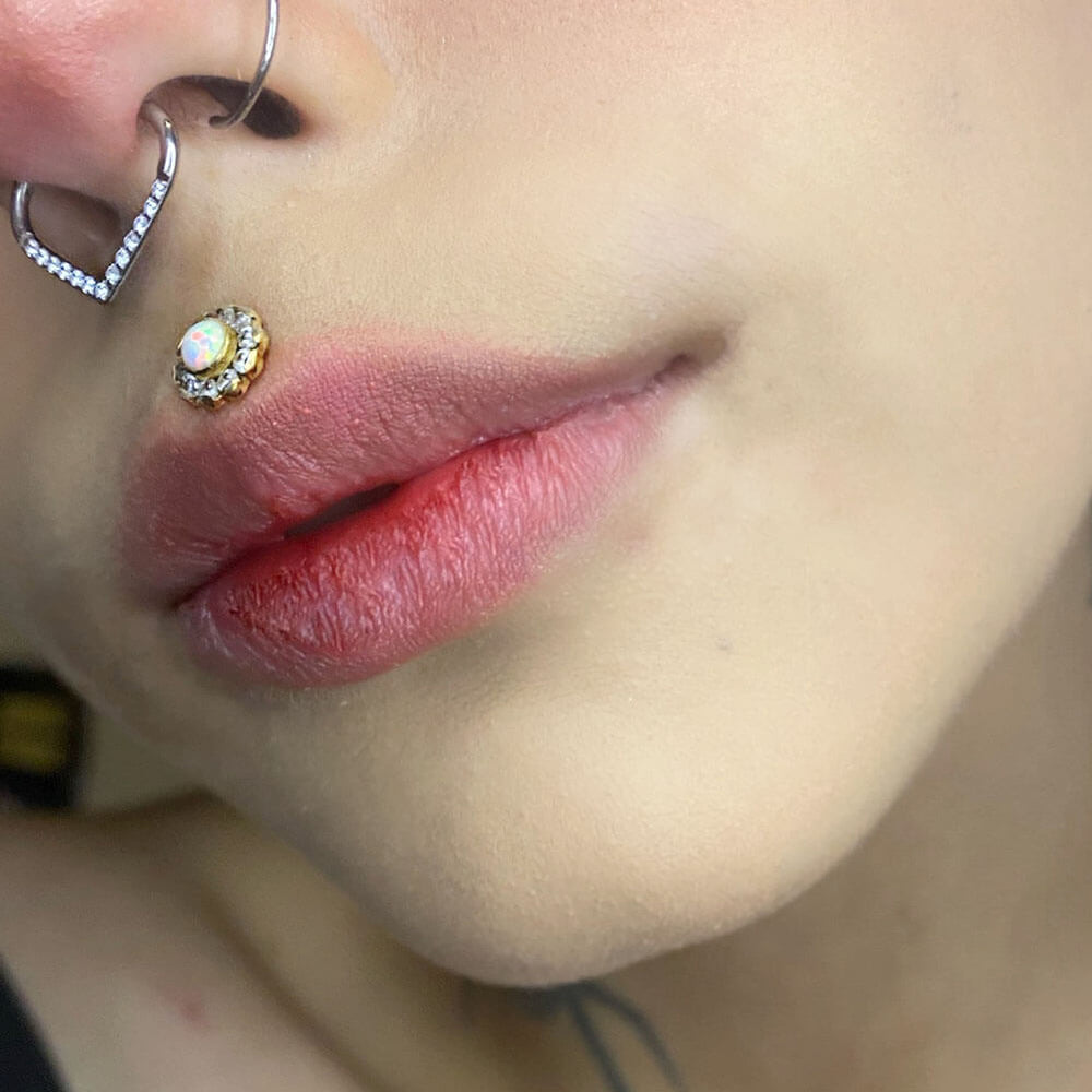 16G Titanium Labret Stud Opal Vertical Labret Jewelry