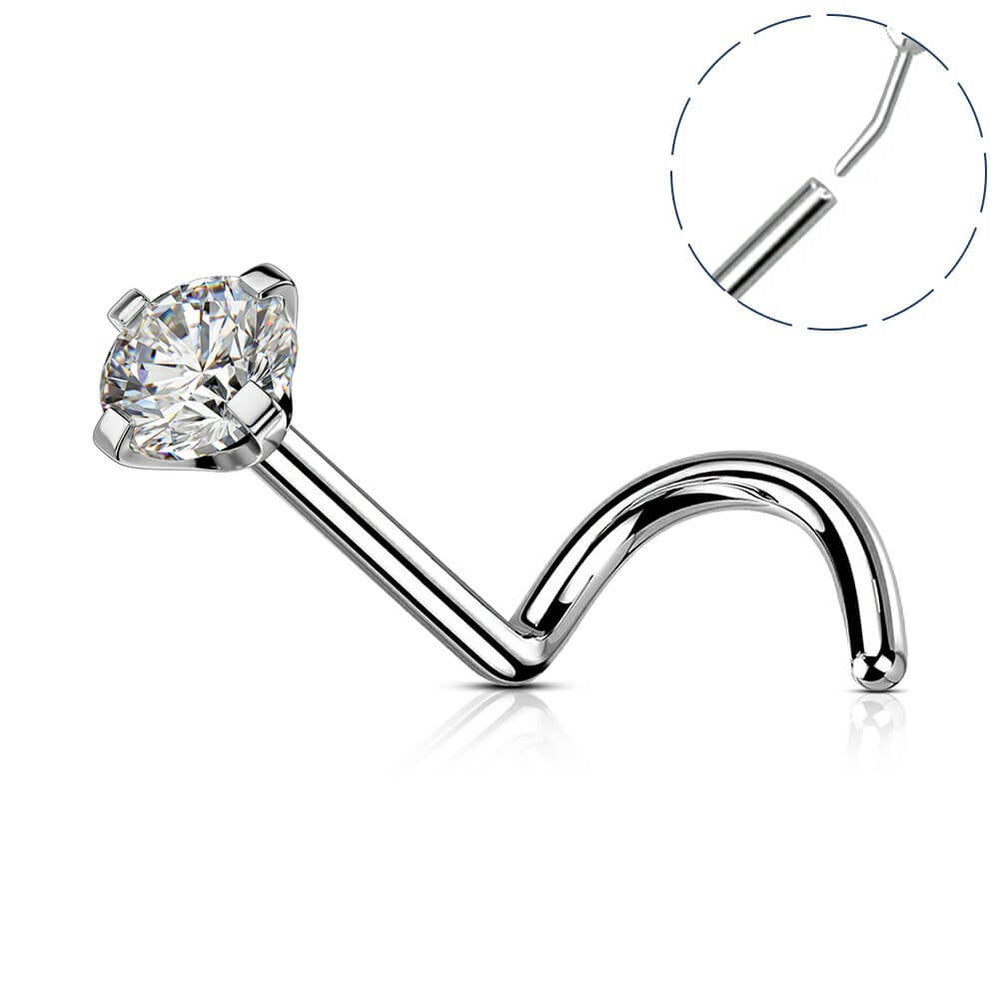 20G Corkscrew Stud 2mm Titanium Threadless Nose Stud